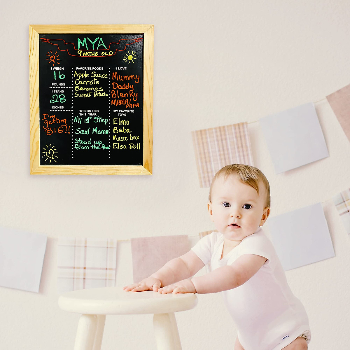 2 in 1 Reversible Monthly Baby Milestone Board & Pregnancy Baby Milestone Chalkboard | Baby Board | Baby Monthly Chalkboard Sign | Pregnancy Announcement | Baby Bump | Gift Mom Baby Shower | 12" x 16"