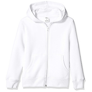 Amazon Essentials Hoodies - Boys' White Zip-Up Sweatshirt, Large, Fleece