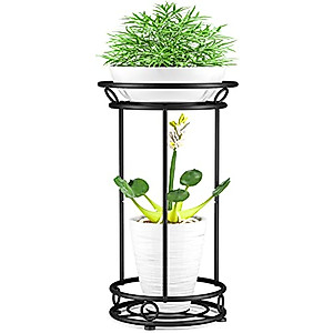 YIUKEA Plant Stand Indoor Outdoor - Metal Planter Holder Shelf Tall Tiered Flower Pot Display Organizer Rack for Garden, Patio, Living Room, Bathroom, Office (Black)