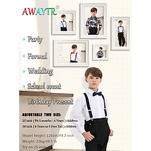 AWAYTR Child Kids Suspenders Bowtie Set - Adjustable Suspender Set for Boys and Girls (25Inches (3 Years to 6 Years),Red Polka dot)