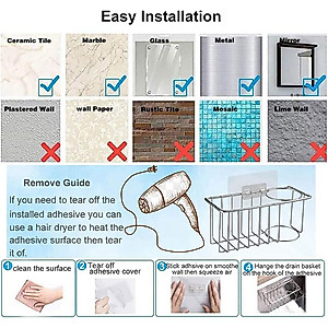 LANIPHIA 3-in-1 Sponge Holder for Kitchen Sink, Stainless Steel Adhesive Sink Caddy, Kitchen Sink Caddy Organizer for Sponge, Brush and Sink Stopper