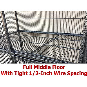 Extra Large Two Full Story Tight 1/2-Inch Bar Spacing Double Large Front Doors for Feisty Ferret Chinchilla Rat Mouse Hamster Gerbil Small Animals Critters Rolling Stand Cage