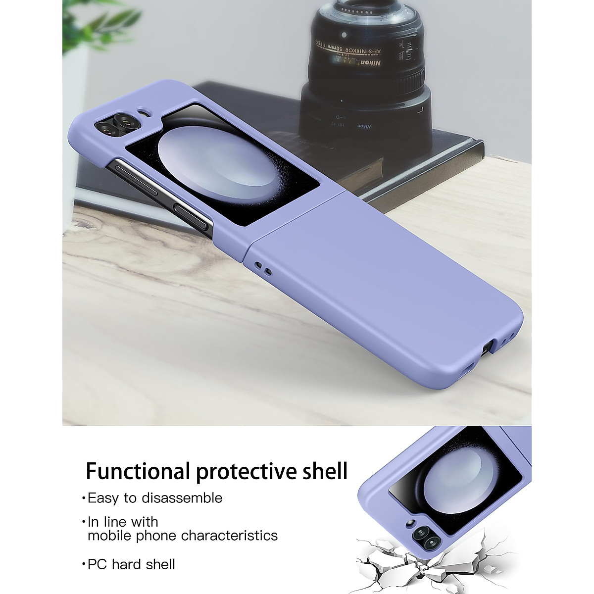 Foluu Slim Fit Case for Samsung Galaxy Z Flip 5 Case, Ultra Thin Matte PC with Non-Slip Grip Full Protection Protective Cover for Samsung Galaxy Z Flip5 5G 2023 (Purple)