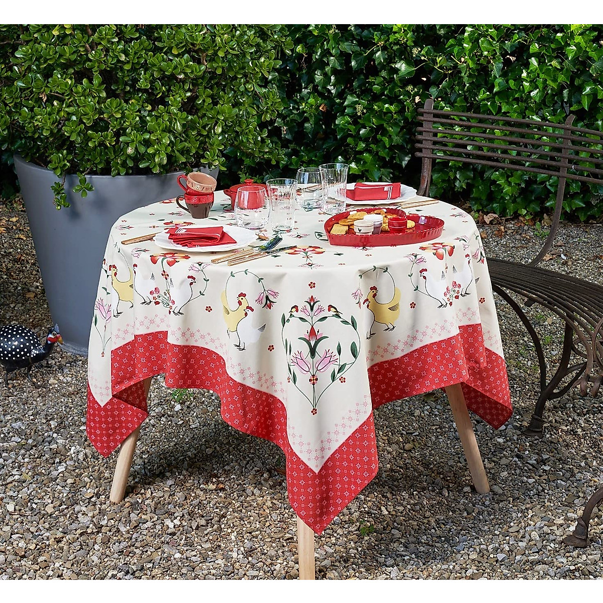 Beauville, Bruyère French Alsacienne Kitchen Tea Towel, Silk Screen Hand Printed