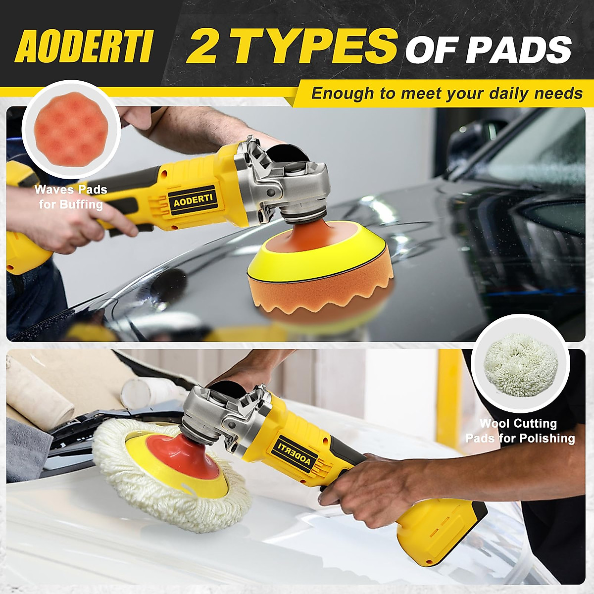 Cordless Buffer Polisher Compatible with DEWALT 20V Max Battery, 5000-10000RPM Variable Speed Brushless Motor Car Buffer, Lightweight, Rotary Polisher for Boat, Car Polishing and Waxing (Tool Only)