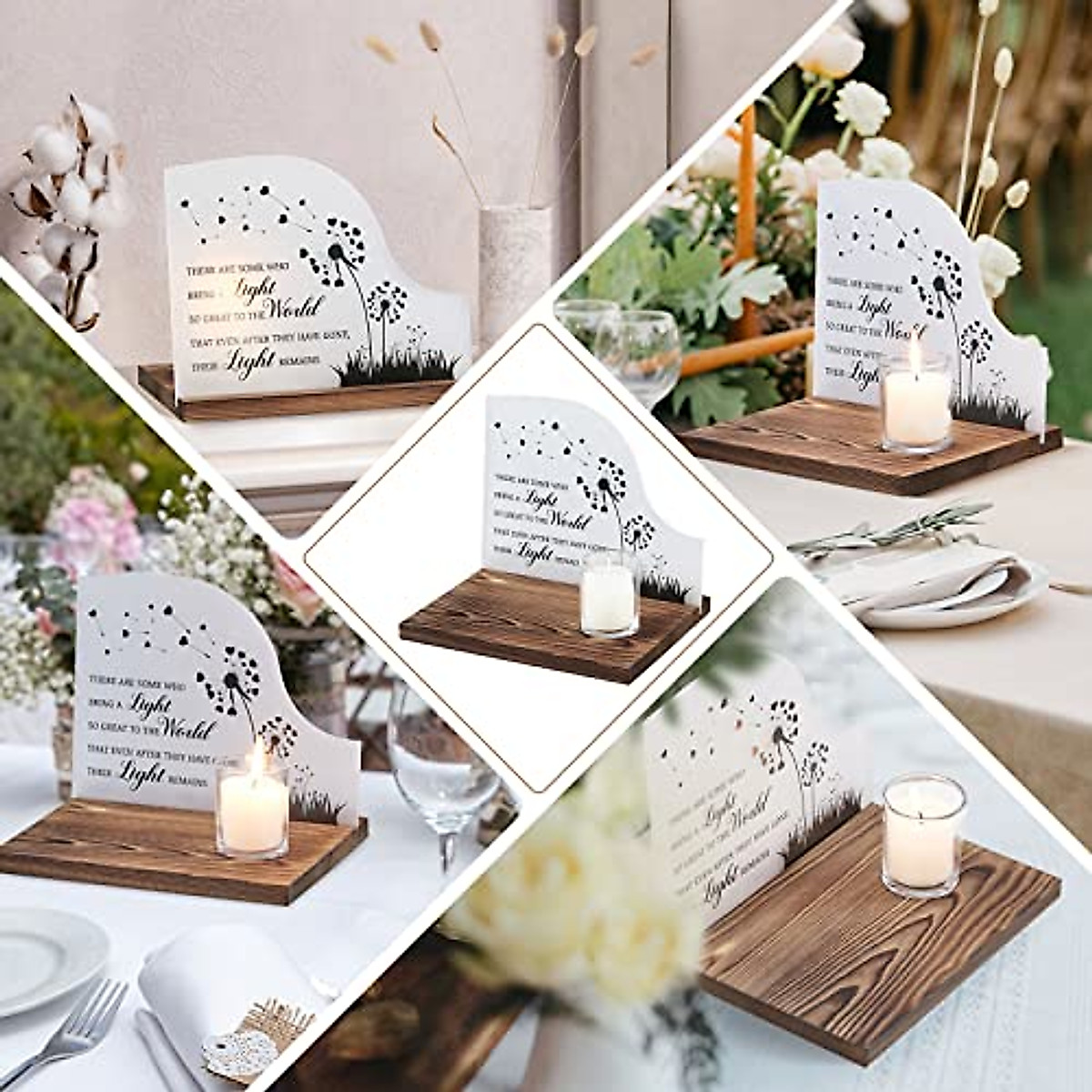 AW BRIDAL Bereavement Gifts Memorial Candle Acrylic & Wooden Wedding Memorial Table Sign, Memorial Sympathy Gifts for Loss of Loved One/Mom/Father