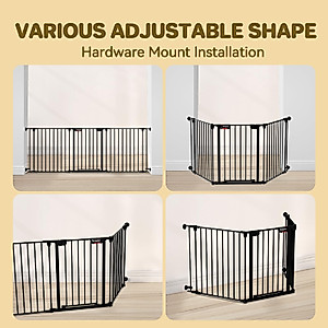 Baby Gate for Stairs, Dog-gate with Auto-Close Door, Double Locking System, Hardware Mounting, Quick Assembly (81 inch Black)