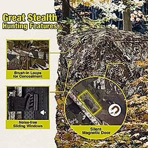 TIDEWE Hunting Blind (Veil Rush) & 3 Legs Hunting Chair