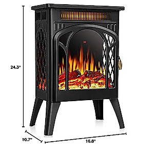 Antarctic Star 16 Inch Electric Fireplace, Freestanding Fireplace Stove with 3D Flame Effect, Small Electric Fireplace Heaters for Indoor Use with Remote, Temperature Adjustment, ETL Certified, Black…