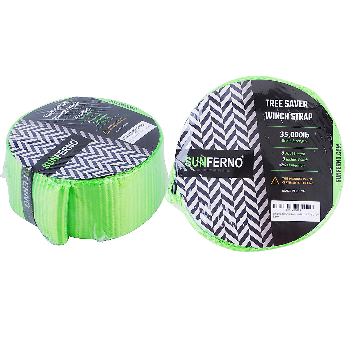 Sunferno Tree Saver Winch Strap 35,000 lbs Certified | Confidently Rig Your Winch Line | 3 inch x 8 Foot | Heavy Duty Emergency Off-Road Towing and Recovery Rope Winching Accessory for 4x4 and Truck