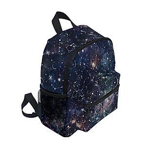 OREZI Night Time Planet And Star Constellation Galaxy Pattern Kids Backpack,Toddler Schoolbag Preschool Bag Travel Bacpack for Little Boy Girl