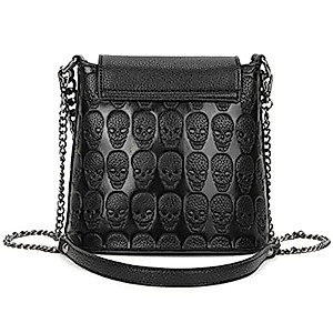 FiveloveTwo Handbags for Women Punk Ladies Purses PU Leather Satchel Skull Shoulder Tote Bag Black