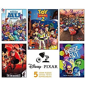 Ceaco - 5 in 1 Multipack - Disney/Pixar -Monsters University (MU), The Incredibles, Toy Story 2, Cars, & Inside Out - (2) 300 Piece, (2) 500 Piece, (1) 750 Piece Jigsaw Puzzles