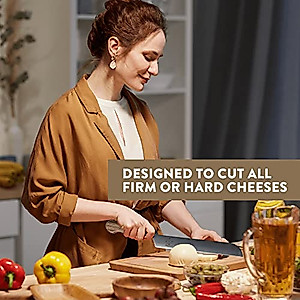 Formaticum Professional Cheese Knife- 8" x 1.25" Firm & Hard Cheese Slicer, Rust-Proof Stainless Steel Blade w/Solid Walnut Handle, Great Cheese Charcuterie Accessories, Handmade in Italy