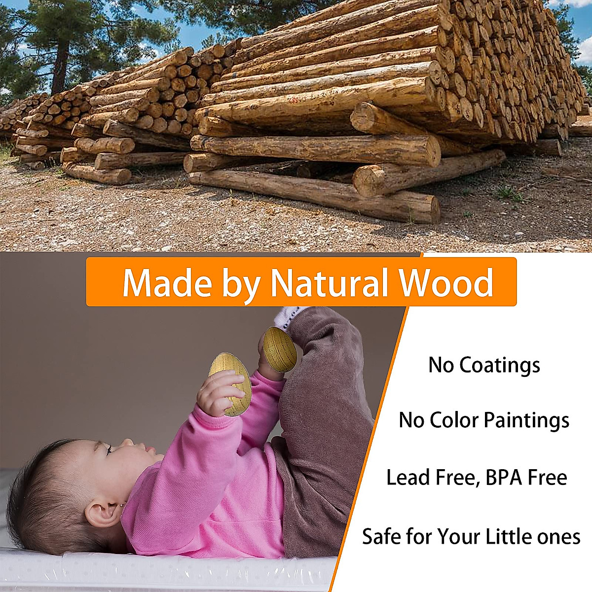 Musical Instruments Set, 15PCS Natural Wooden Percussion Tambourine Maracas Bells Instruments, Educational Music Kit with Storage Bag Birthday