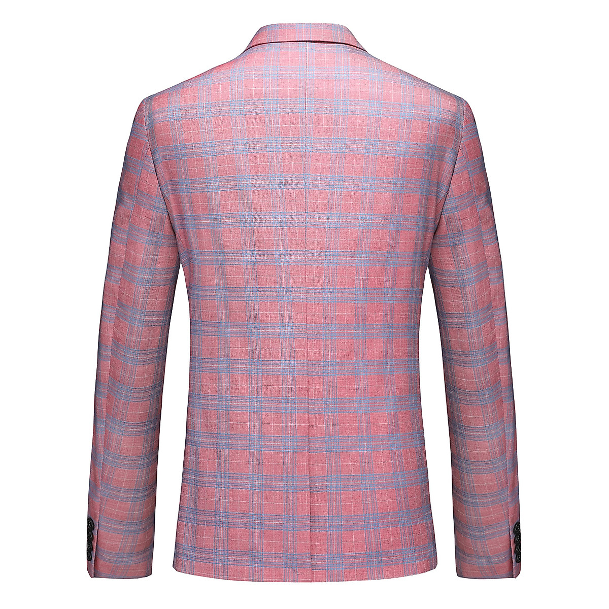 MOGU Men's Slim Fit Plaid Suit Set Checkered Sport Coat Blazer, Vest and Pants - Each Sold Separately for Wedding, Prom & Party Pink Size 36 Chest