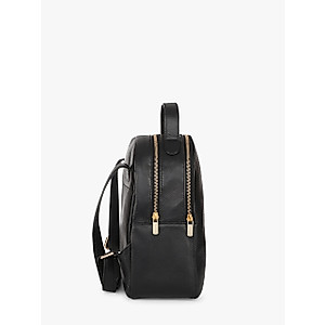 Pelle Luxur Women Genuine Leather Business Work Laptop Backpack- Purse For College Travel Large Capacity (Black)