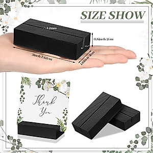 Zonon 12 Pcs Wood Place Card Holders Black Wooden Table Number Holder Stands Name Card Holder for Wedding Party Events Exhibition Decoration Office Restaurant Business (3 x 1.6 x 0.8 Inch)