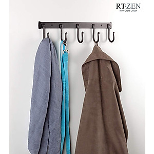 RTZEN Wall Hooks for Hanging - 5 Hook Farmhouse Decor Coat Rack Wall Mount - Heavy Duty Hanging Towel Racks for Bathroom or Purse Hanger Hat Organizer - Stylish Hooks for Hanging Coats