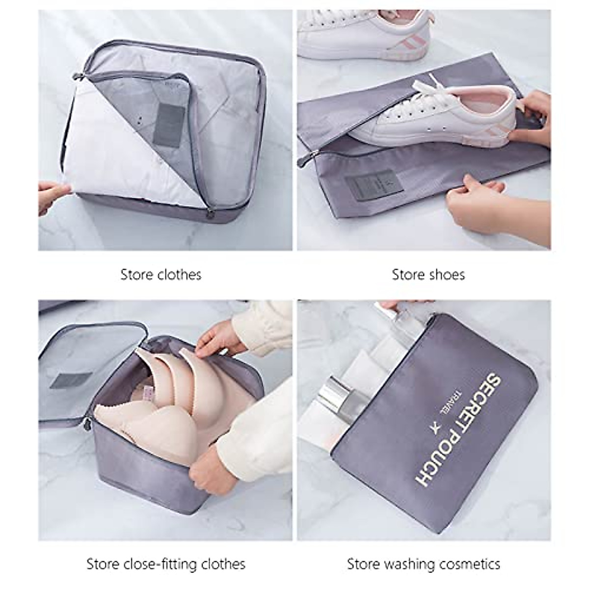 7-Piece Storage Bag for Moving, Dormitory, Travel, Camping, Christmas Decoration, Packaging Supplies, Organizer's Handbag, Reusable and Sustainable Use (Gray)