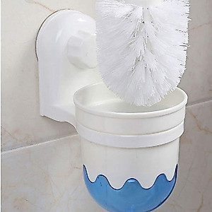 SAAKO Toilet Bowl Brush Ideas Toilet Cleaner Brush Family Bathroom Toilet Brush Suction Cup Wall Mount Plastic Toilet Brush Holder