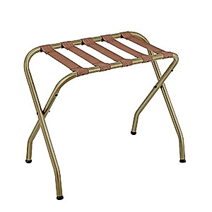 SONGMICS Luggage Rack, Luggage Rack for Guest Room, Suitcase Stand, Steel Frame, Foldable, for Bedroom, Golden URLR064A01