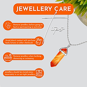 Carnelian Necklace Real Crystal - 2" Faceted Carnelian Crystal Pendant - Carnelian Necklaces for Women- Real Carnelian Necklace - Red Crystals Carnelian - Orange Crystal Pendant - Red Crystal necklace