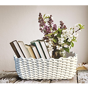 Stor-All Cotton Woven Baskets for Organizing, Storage Baskets for Shelves, Woven Baskets for Storage, Small Laundry Baskets, 3 pack (White)