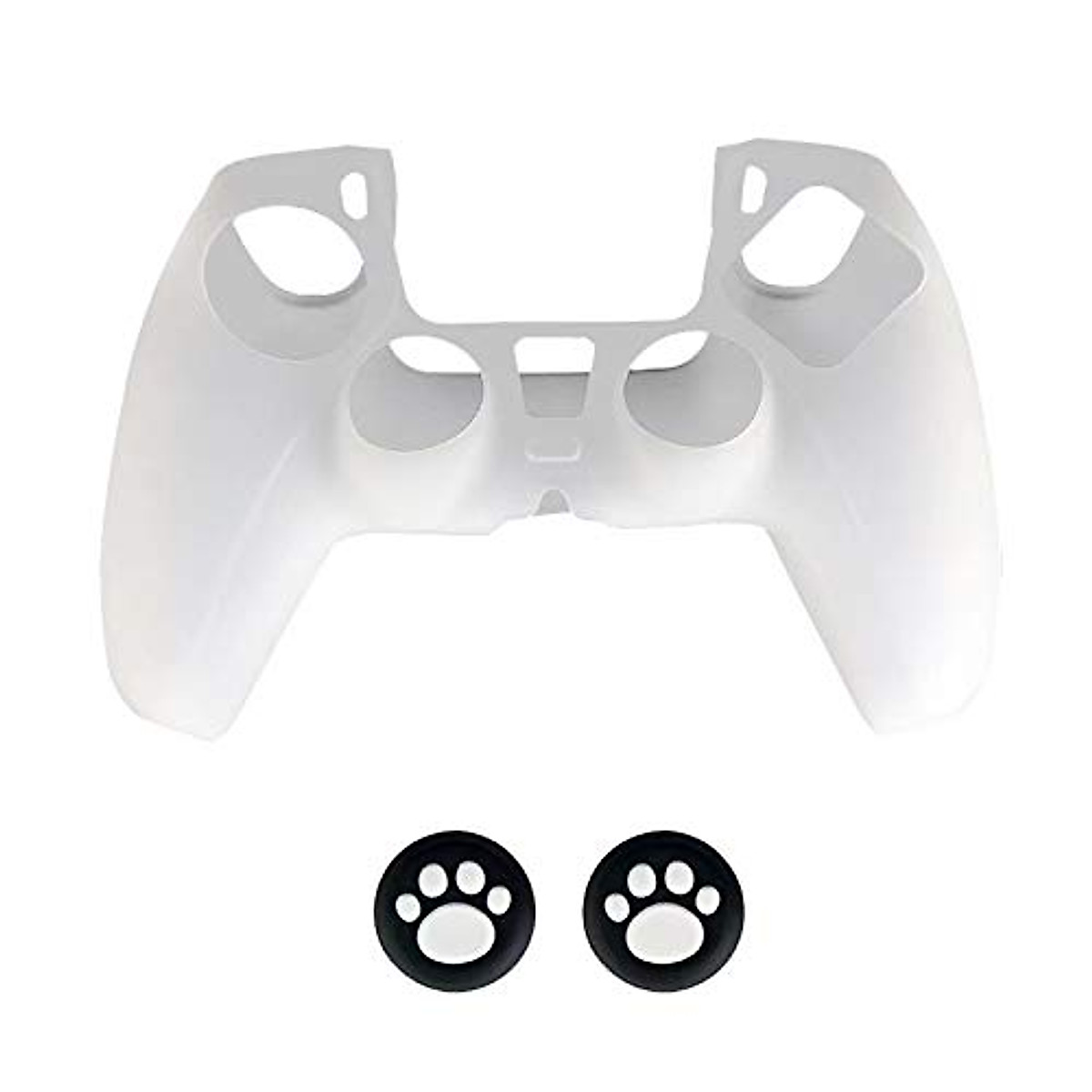 Paesteffe Silicone Case Cover Skin for Sony PS5 DualSense Controller with Thumb Grips (Black)
