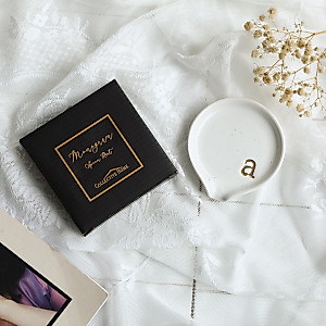 COLLECTIVE HOME - Ceramic Coffee Spoon Rest, Monogram Ceramic Spoon Holder, 3.8 Inches Coffee Spoon Holder, Mini Teaspoon Rest, Small Spoon Holder for Stove Coffee Bar (m)