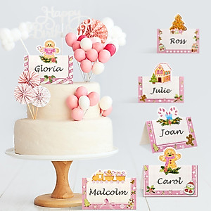 Eersida Christmas Pink Gingerbread Man Place Cards for Table Holiday Name Cards Gingerbread Man Table Name Cards Christmas Place Card Holders Colorful Birthday Place Cards for Christmas
