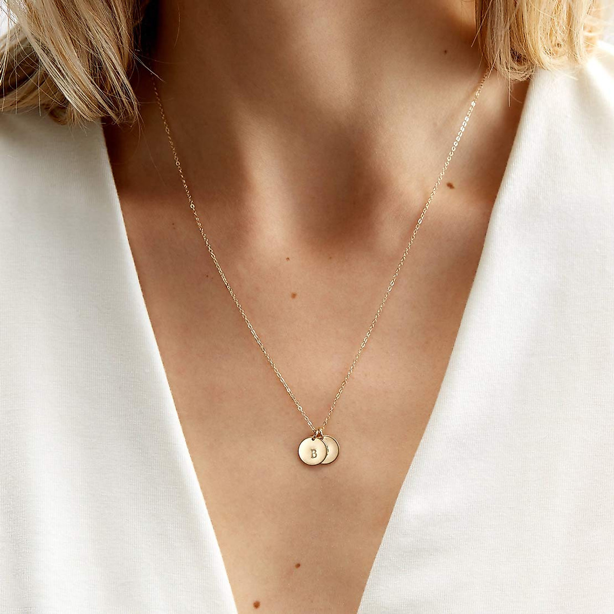 Endless Story 9mm Personalized Dainty Disk Necklace,Custom Initial Necklace,Mothers Necklace, Jewelry Gift for Her (Sterling Silver)