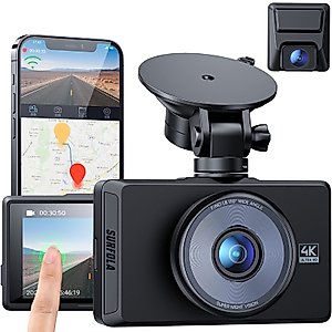 4K Dash Cam WiFi GPS - Front and Rear Dual Dash Camera for Cars, 3" IPS Touchscreen, Sony Sensor, Super Night Vision, Parking Mode, Support 256GB Max, Surfola SD810