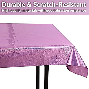 Plastic Disposable Tablecloth - 2-Pack Purple Tablecloth Disposable Purple Plastic Table Cloth - 40" x 108" Purple Plastic Table Cloths for Parties Disposable - Pink & Purple Disposable Tablecloths