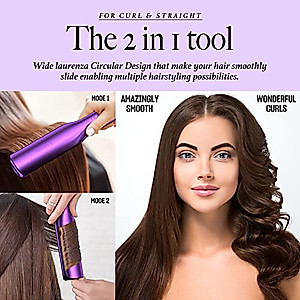 Milano by Laurenza Hair Straightener and Curler 2 in 1, SuperMax Design 8.5 Inch² Extra-Large 3D Floating Ceramic Flat Iron, Dual Voltage Straightening Irons with 20 Million cm³ Anion Outlet (Purple)