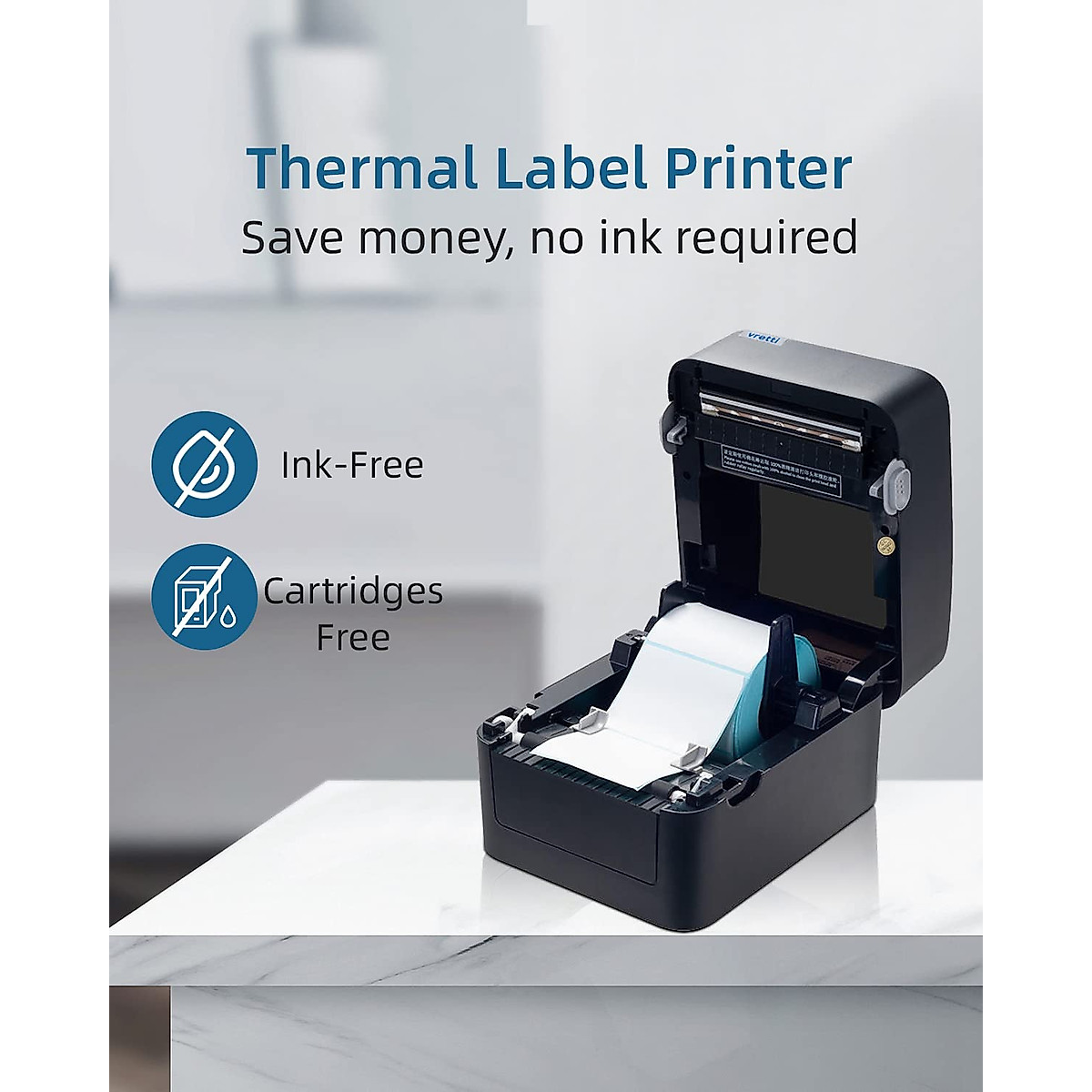 VRETTI Shipping Label Printer, Thermal Label Printer for Shipping Packages, 4x6 Barcode Label Printer Compatible with Windows & Mac System, Label Maker Machine for Small Business UPS Ebay Amazon label