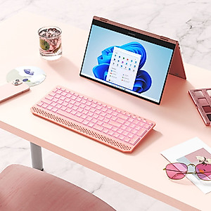 Backlit Bluetooth Keyboard for Mac/ Windows, Multi Device Ergonomic Wireless Rechargeable Mac Keyboard with 7-Colors Lights Compatible with Windows, Mac OS, Android, MacBook Air/Pro, Tablet-Pink
