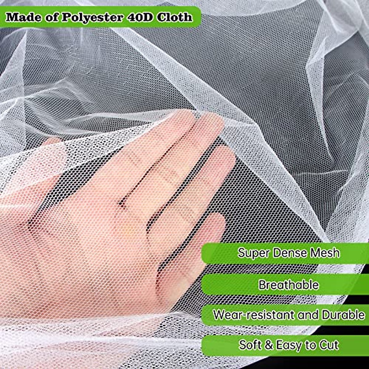 Mosquito Netting 39x10Ft Garden Mesh Netting, Bug Insect Mosquito Fly Bird Net, Animals Barrier Protection Net, White 3x12 m