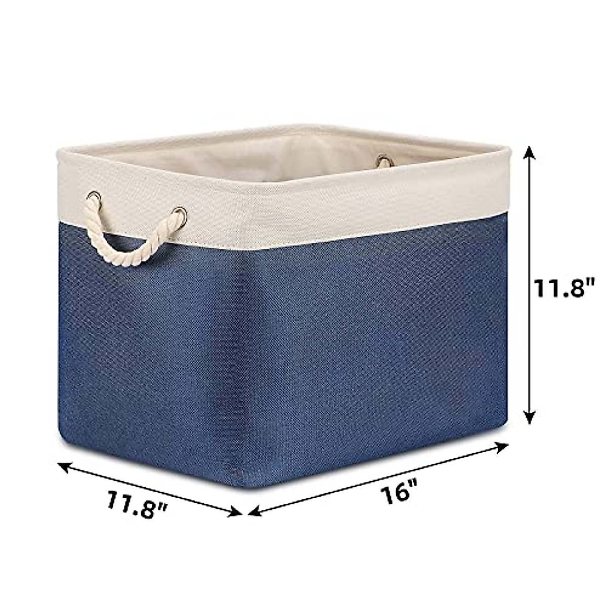 Bidtakay Baskets Set Fabric Storage Bins-Navy Blue Bundled Baskets of 2 Large Baskets 16" X 11.8" X 11.8" + 6 Small Baskets 11.8" X 7.8" X 5" for Closet, Shelves