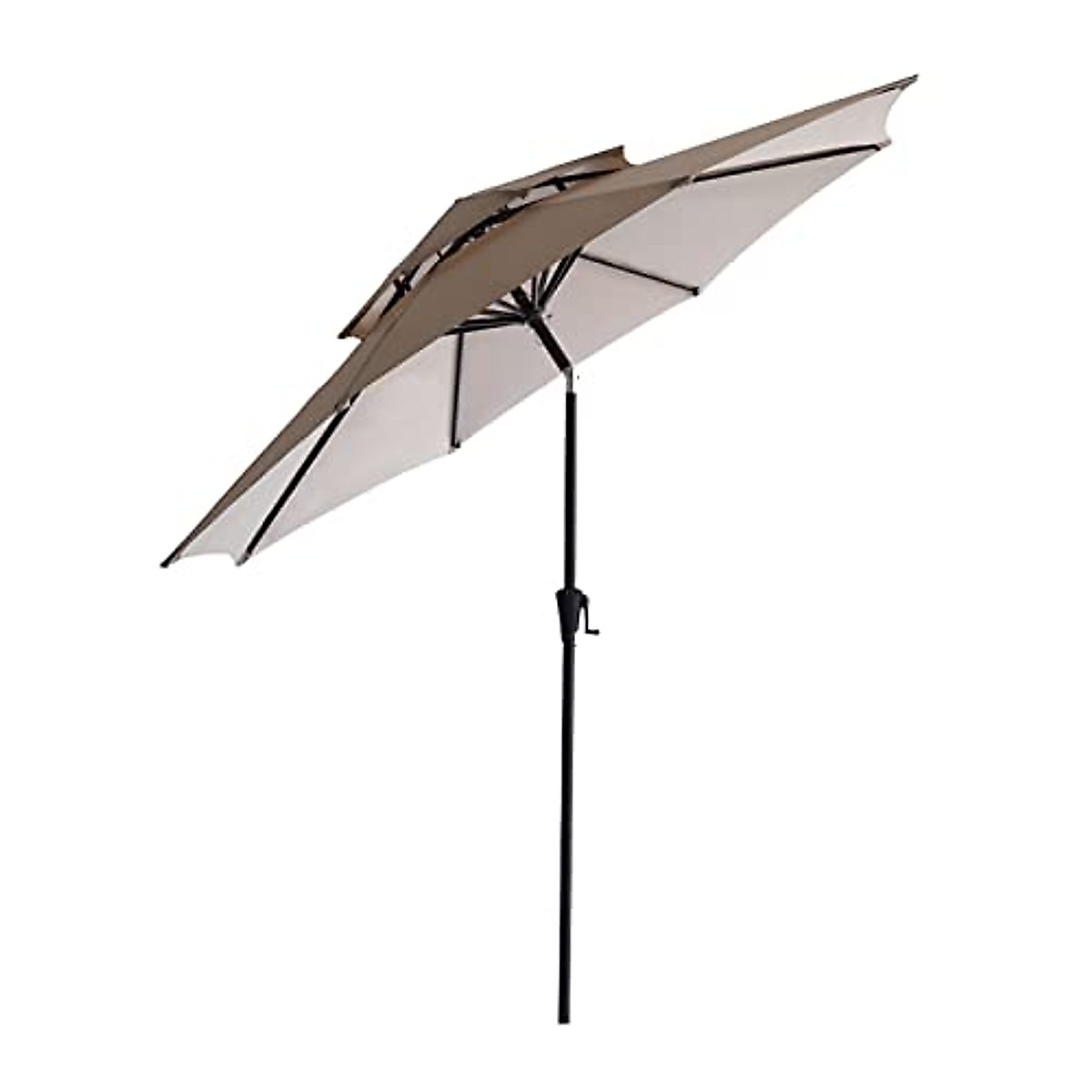 FLAME&SHADE 9 ft Double Top Outdoor Market Patio Table Umbrella with Tilt, Beige