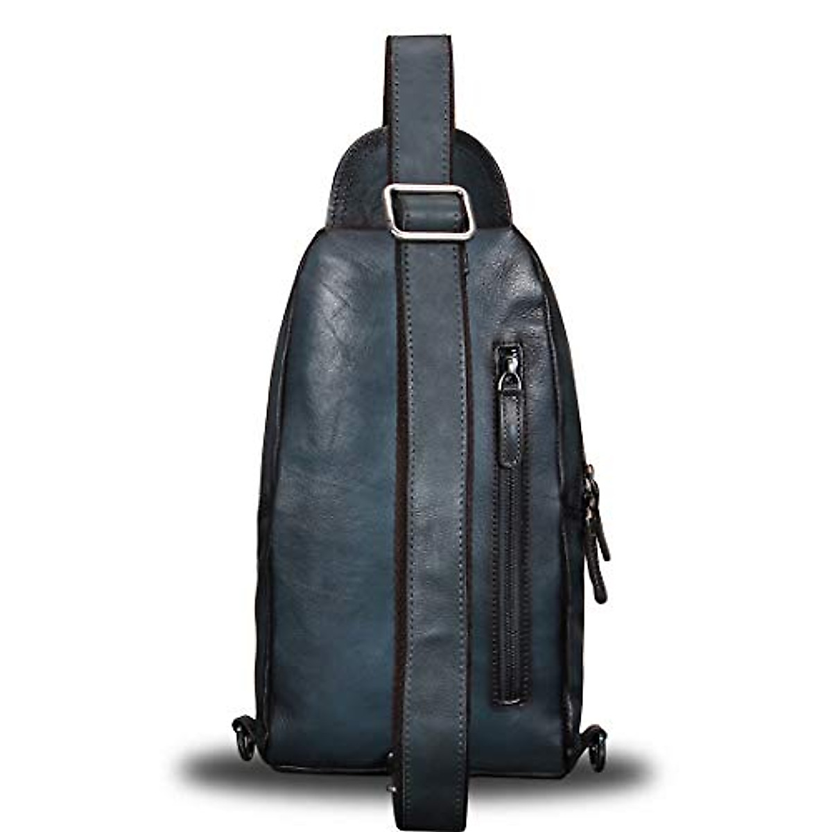 IVTG Genuine Leather Sling Bag for Men Crossbody Hiking Backpack Vintage Handmade Chest Shoulder Daypack (Gray)