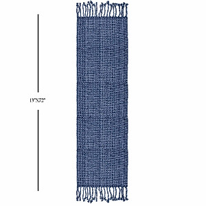 100% Cotton Table Runner for Dining Room Tables Rectangle Two Tone Woven Fabric 72" x 13" Soft Durable Table Runner, Dark Blue