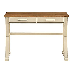 OSP Home Furnishings Jericho Rustic 42 Inch Writing Desk with 2 Drawers and Burnished Decorative Hardware, Antique White