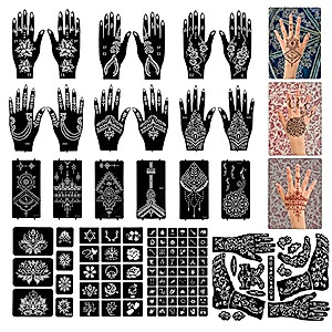 TinkTac 22 Sheets Henna/Mehndi Tattoo Stencils, Henna Body Art Templates