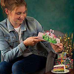 Flamingo Pop Up Birthday Card by DEVINE Popup Cards | Happy Wedding Anniversary Card for Husband Wife Boyfriend Girlfriend | Romantic Valentines 3D Cards for Her Him | Mothers Day Gifts Mom Love Bird