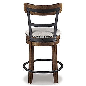 Signature Design by Ashley Valebeck Rustic Farmhouse 24.5” Counter Height Swivel Bar Stool, Brown