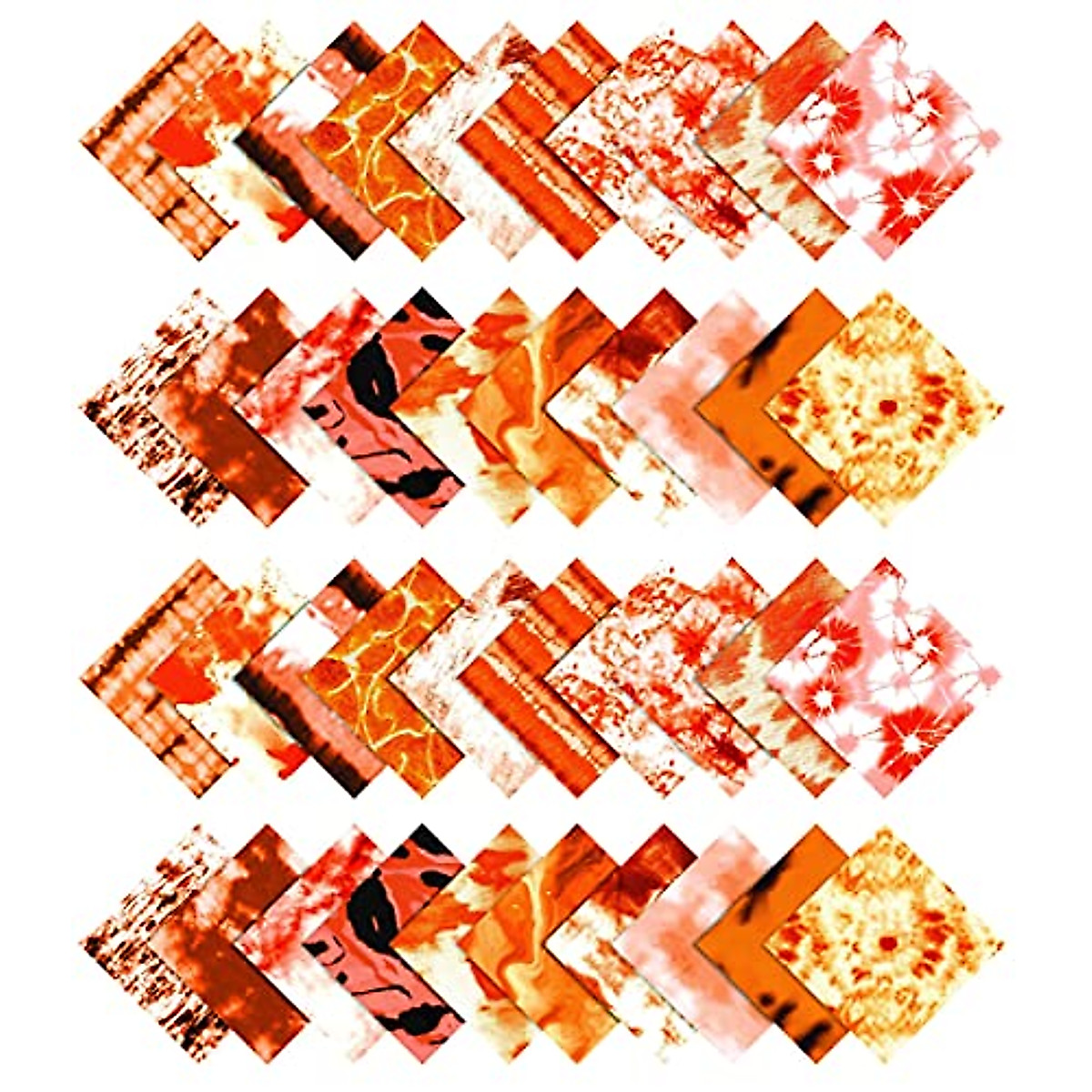 Soimoi 40Pcs Tie Dye Print Cotton Precut Fabrics for Quilting Craft Strips 2.5x42inches Jelly Roll - Orange