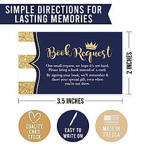 25 Books For Baby Shower Request Cards - Prince Baby Shower Invitation Inserts, Book Request Baby Shower Guest Book Alternative, Bring A Book Instead Of A Card, Baby Shower Book Request For Boys