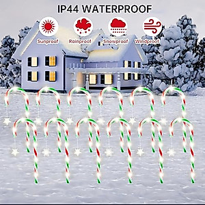 Candy Cane Lights Outdoor Pathway Christmas Decorations, 12 Pack Green Red White Solar Pathway Lights with 8 Modes Waterproof Timer for Christmas Outsides Walkway Porch Lawn Garden Yard Decoration