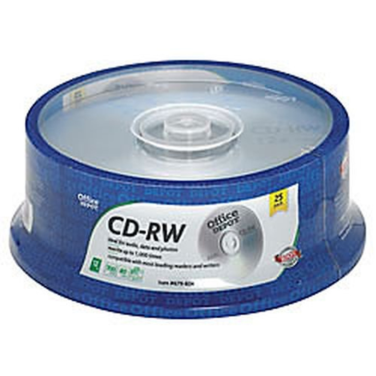 Office Depot Brand CD-RW Rewritable Media Spindle, 700MB/80 Minutes, 12x, Pack Of 25